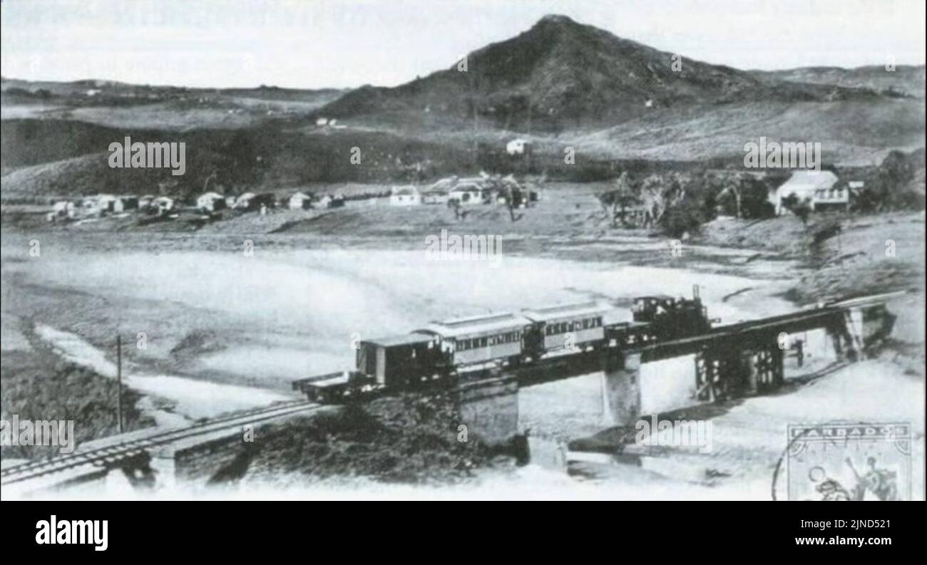 The Barbados Railway crossing Long Pond, St. Andrew, before the gauge ...