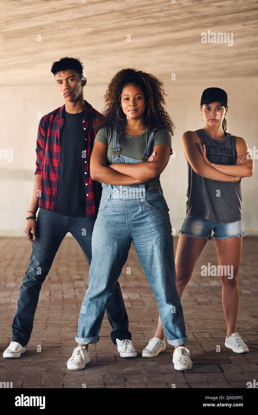 Were always up for a challenge. a group of dancers practising and ...