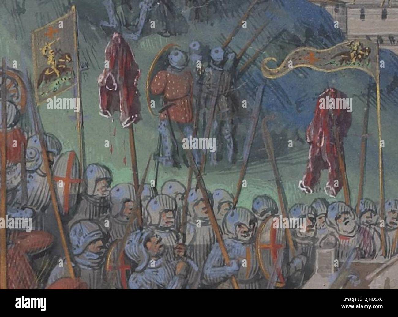 The Battle at Castellacio A detail of the Genoese and their flags Stock ...