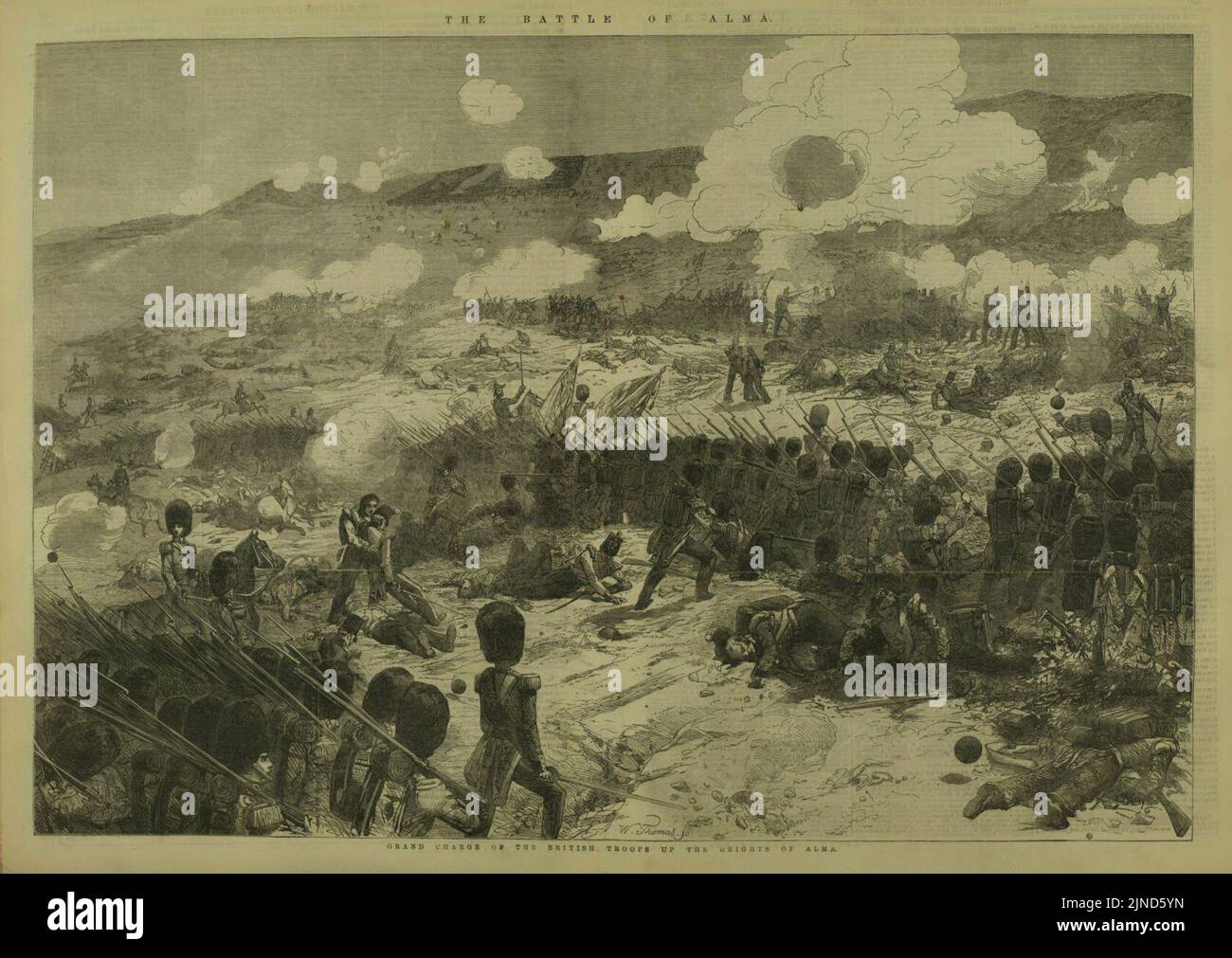 The Battle of Alma, the British Troops on the Heights of Alma, Grand ...