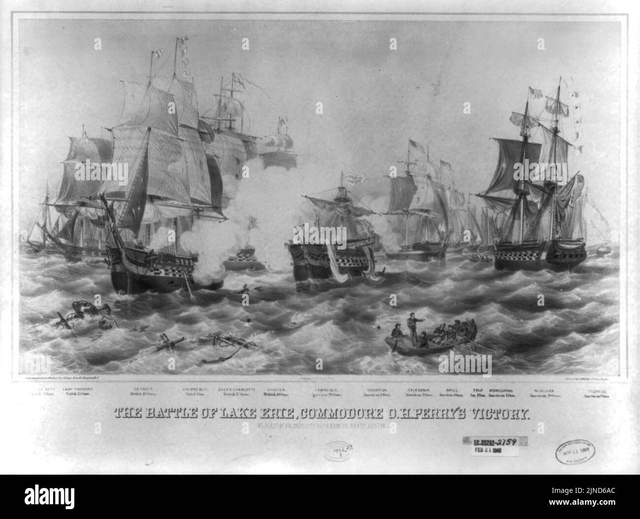 The Battle of Lake Erie, Commodore O.H. Perry's victory Stock Photo - Alamy