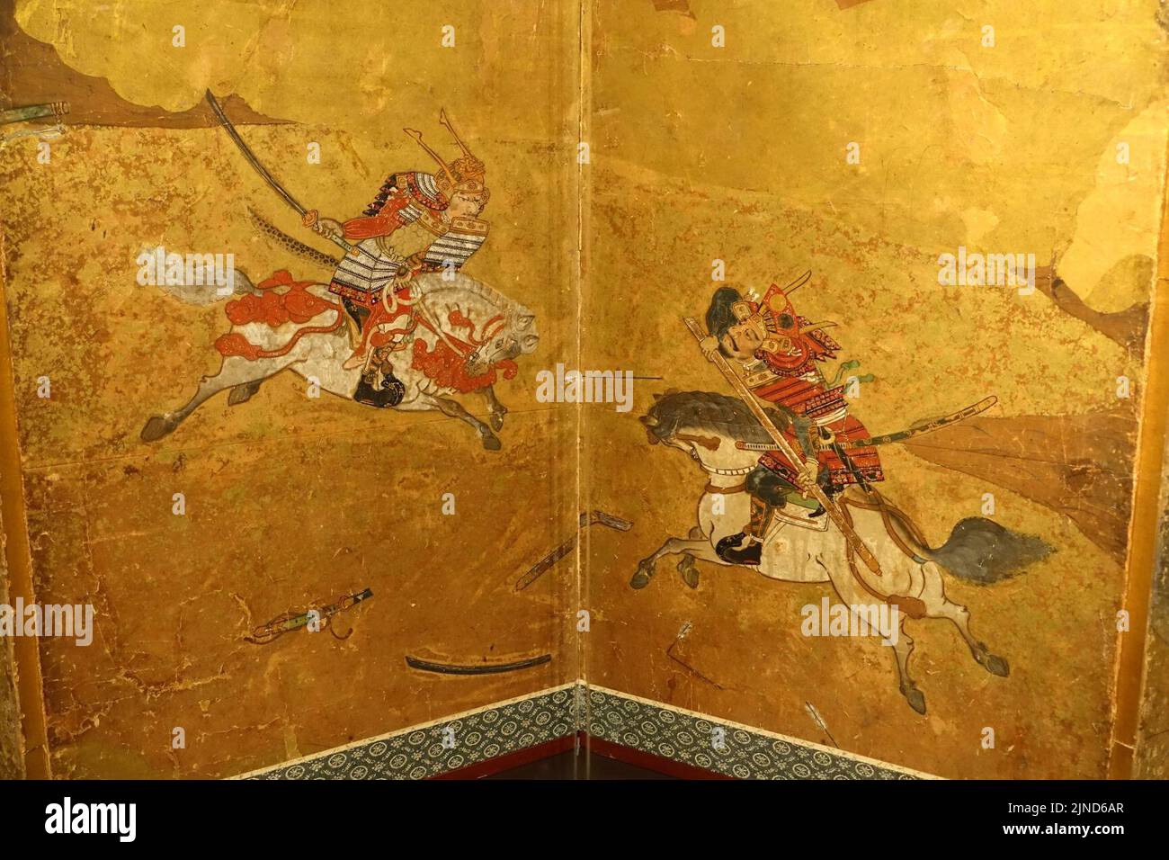 The Battle of Ichi-no-Tani, six-fold screen, Japan, Edo period, late ...