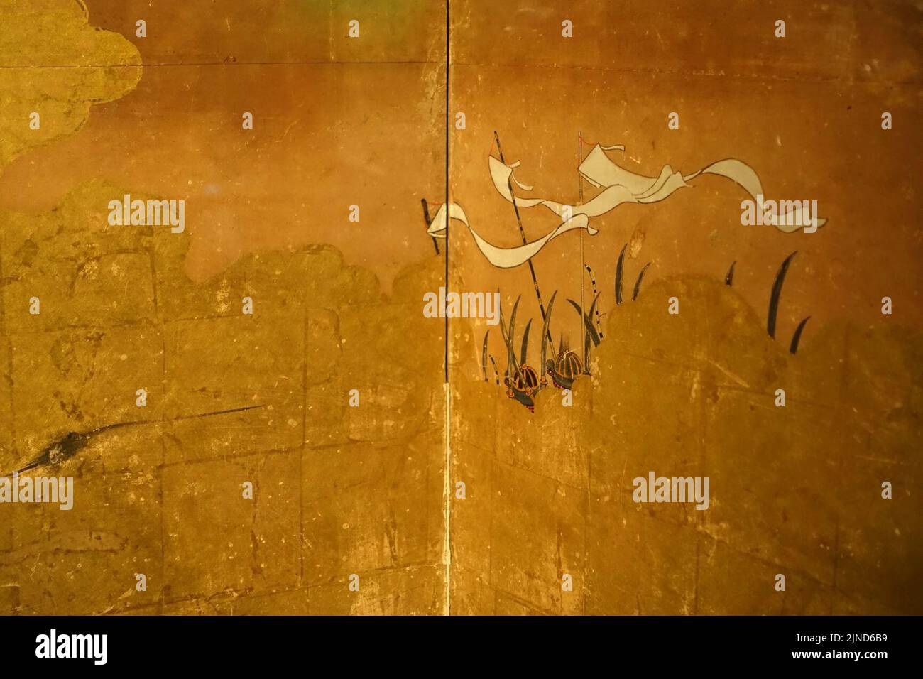 The Battle of Ichi-no-Tani, six-fold screen, Japan, Edo period, late ...