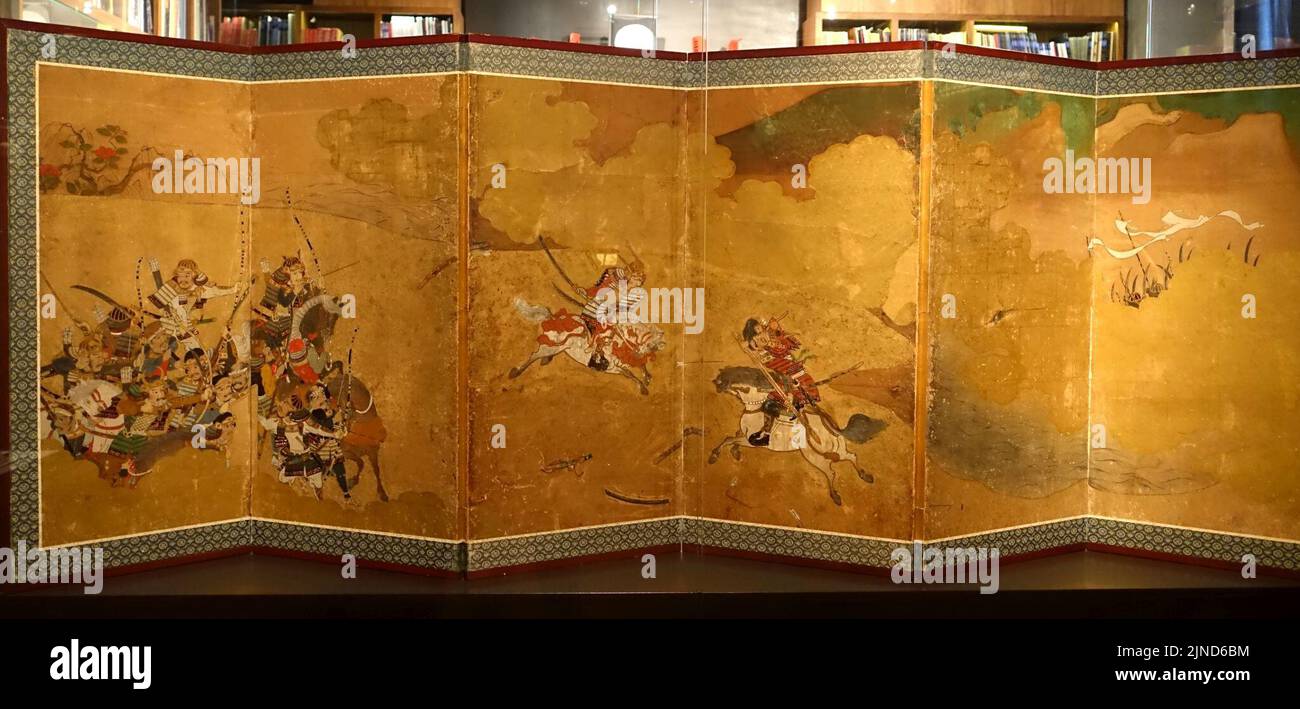 The Battle of Ichi-no-Tani, six-fold screen, Japan, Edo period, late ...