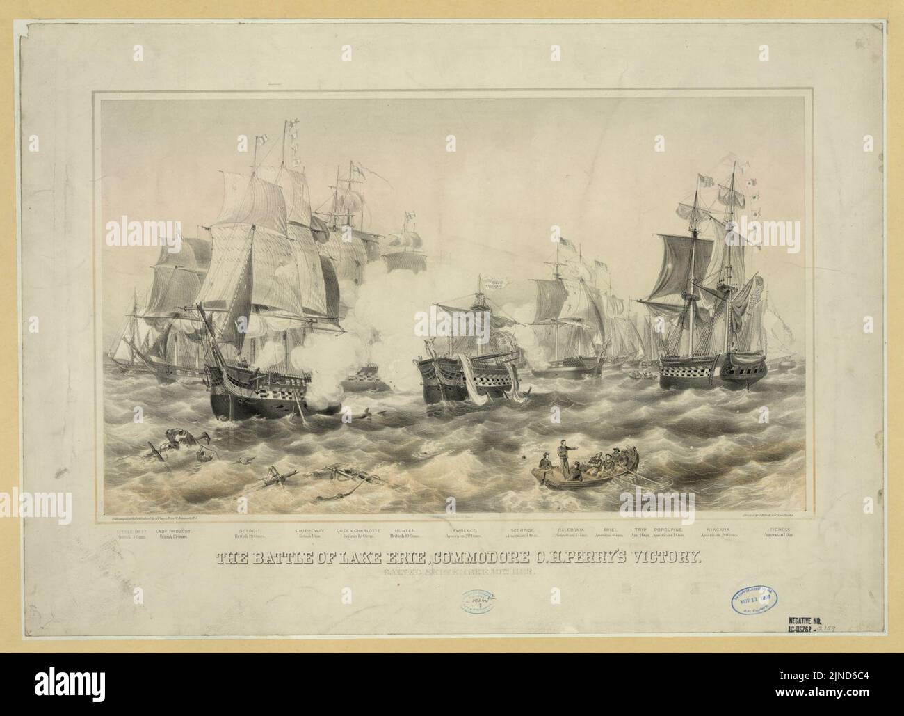 The Battle of Lake Erie, Commodore O.H. Perry's victory - Lithographed ...