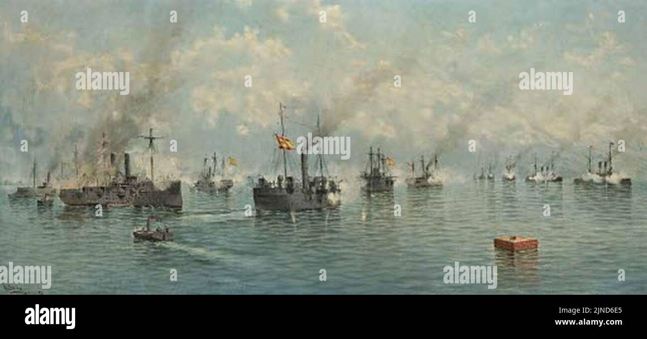 The Battle of Manila Bay, 1 May 1898, by Dr Alfonso Sanz H0027 ...