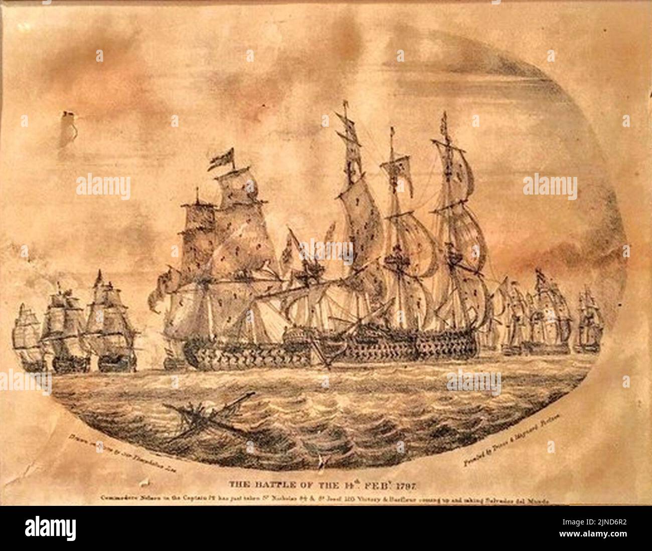 The Battle of the 14 February 1797, by John Theophilus Lee - print ...