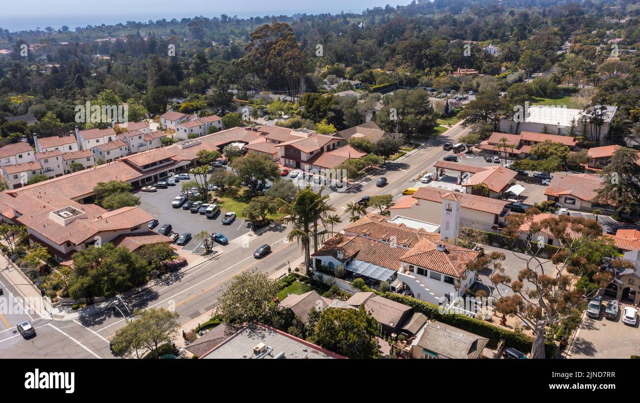 Daytime aerial view of downtown Montecito, California, USA Stock Photo ... Daytime aerial view of downtown Montecito, California, USA Stock Photo ...