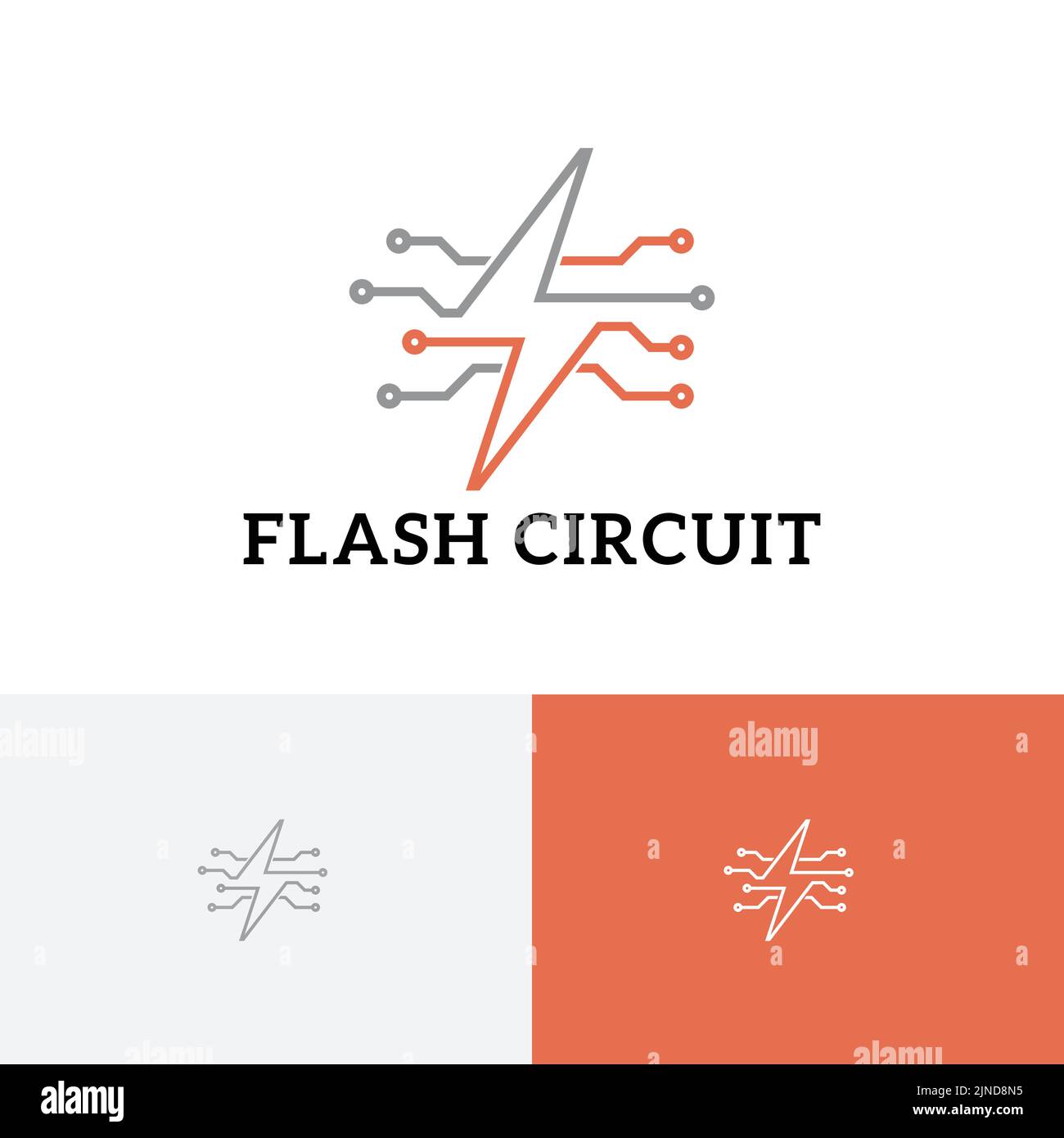 Flash Circuit Thunder Electronic Technology Monoline Logo Stock Vector ...