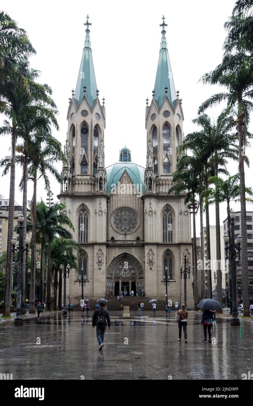 Architectural detail of the São Paulo Metropolitan Cathedral, also ...