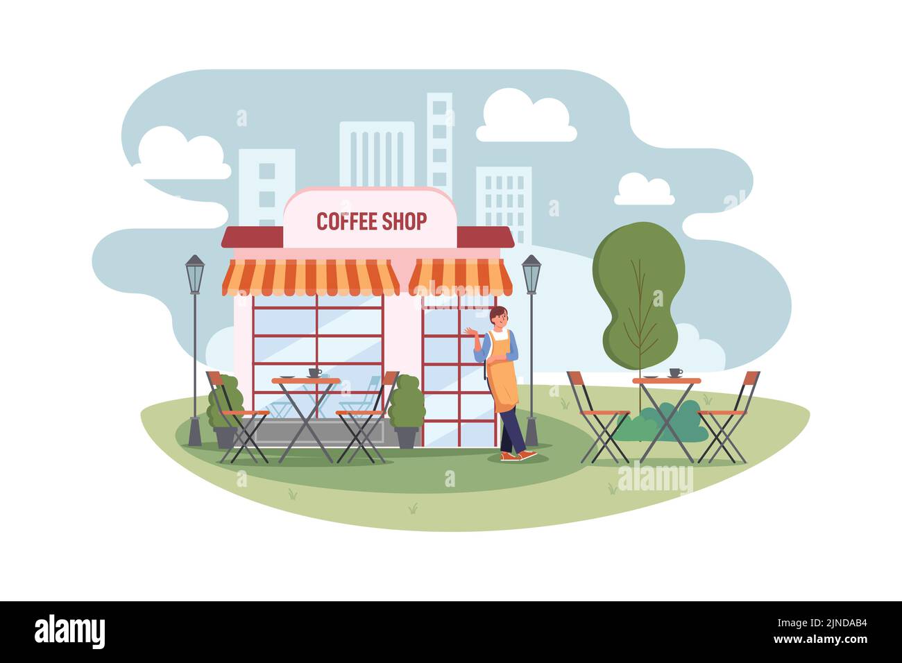 Coffee Shop Illustration concept. Flat illustration isolated on white ...