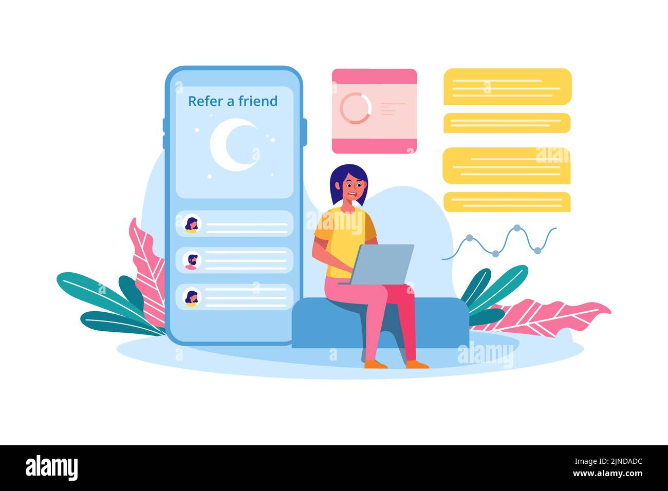 Refer a friend Illustration concept. Flat illustration isolated on ...
