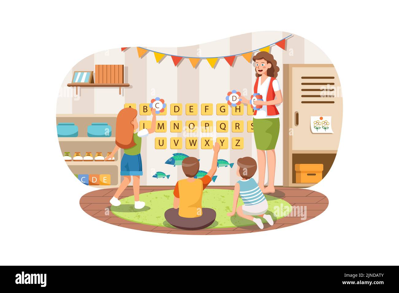 Kindergarten Illustration concept. Flat illustration isolated on white ...