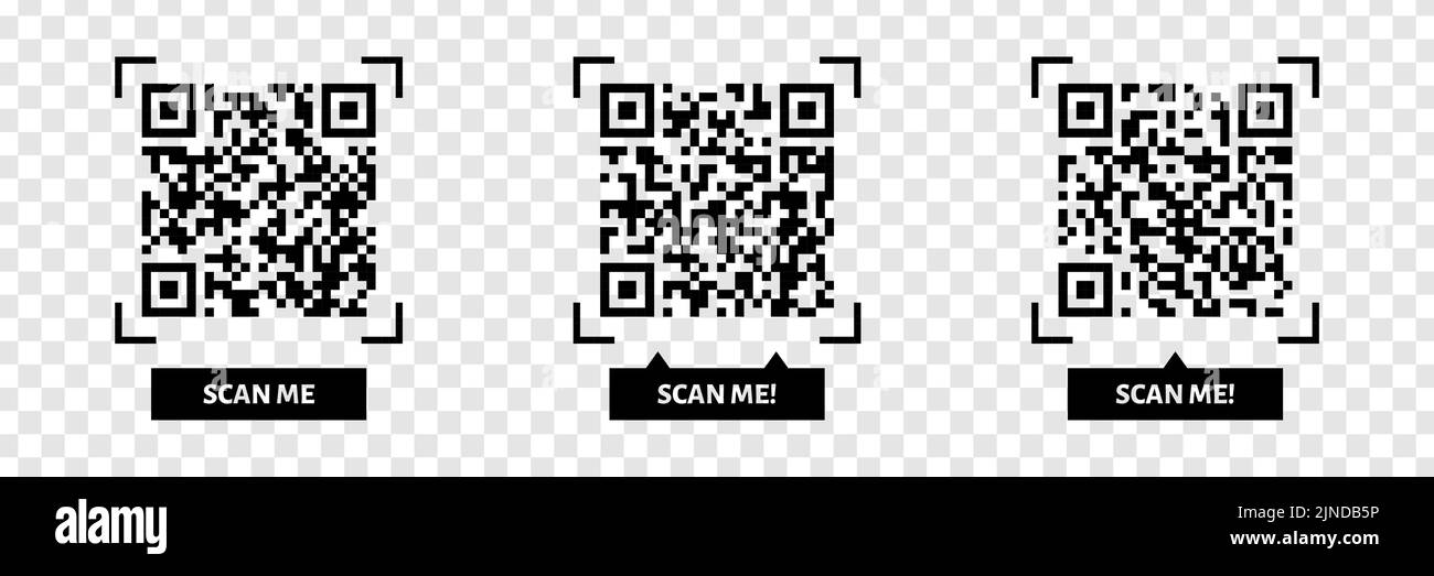 Scan me QR code design. QR code for payment, text transfer with scan me button. Vector ...