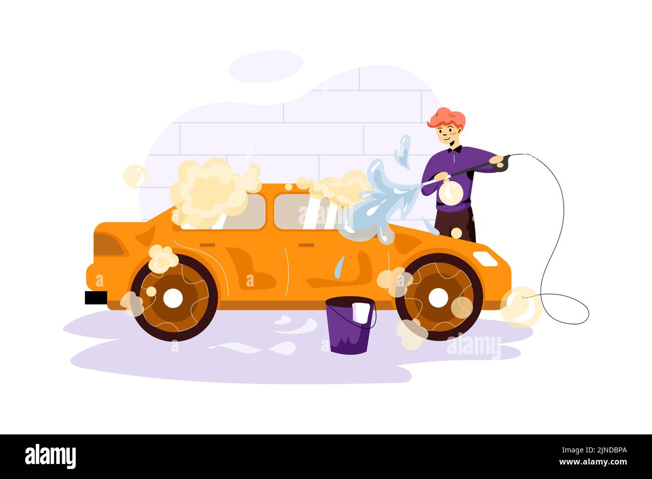 Car Washing Illustration concept. Flat illustration isolated on white ...