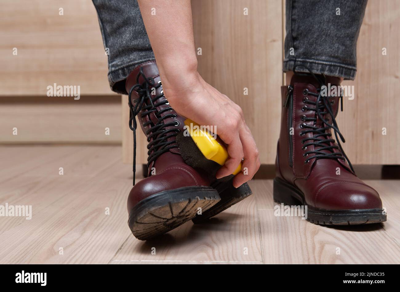 Cleaning leather shoes hi-res stock photography and images - Alamy
