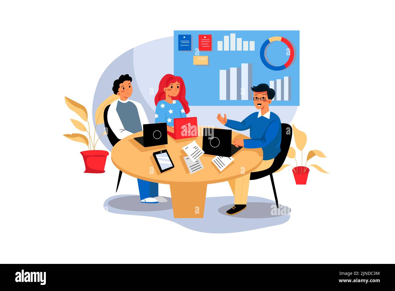 Business Office Illustration concept. Flat illustration isolated on ...