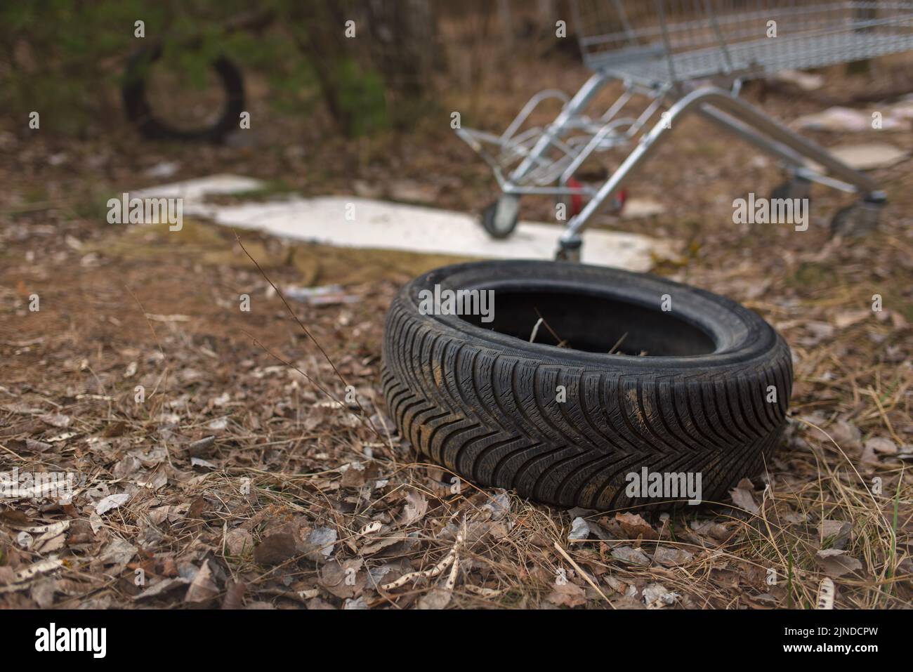 Illegal dumping of tyres and other stuff in the countryside. The ...