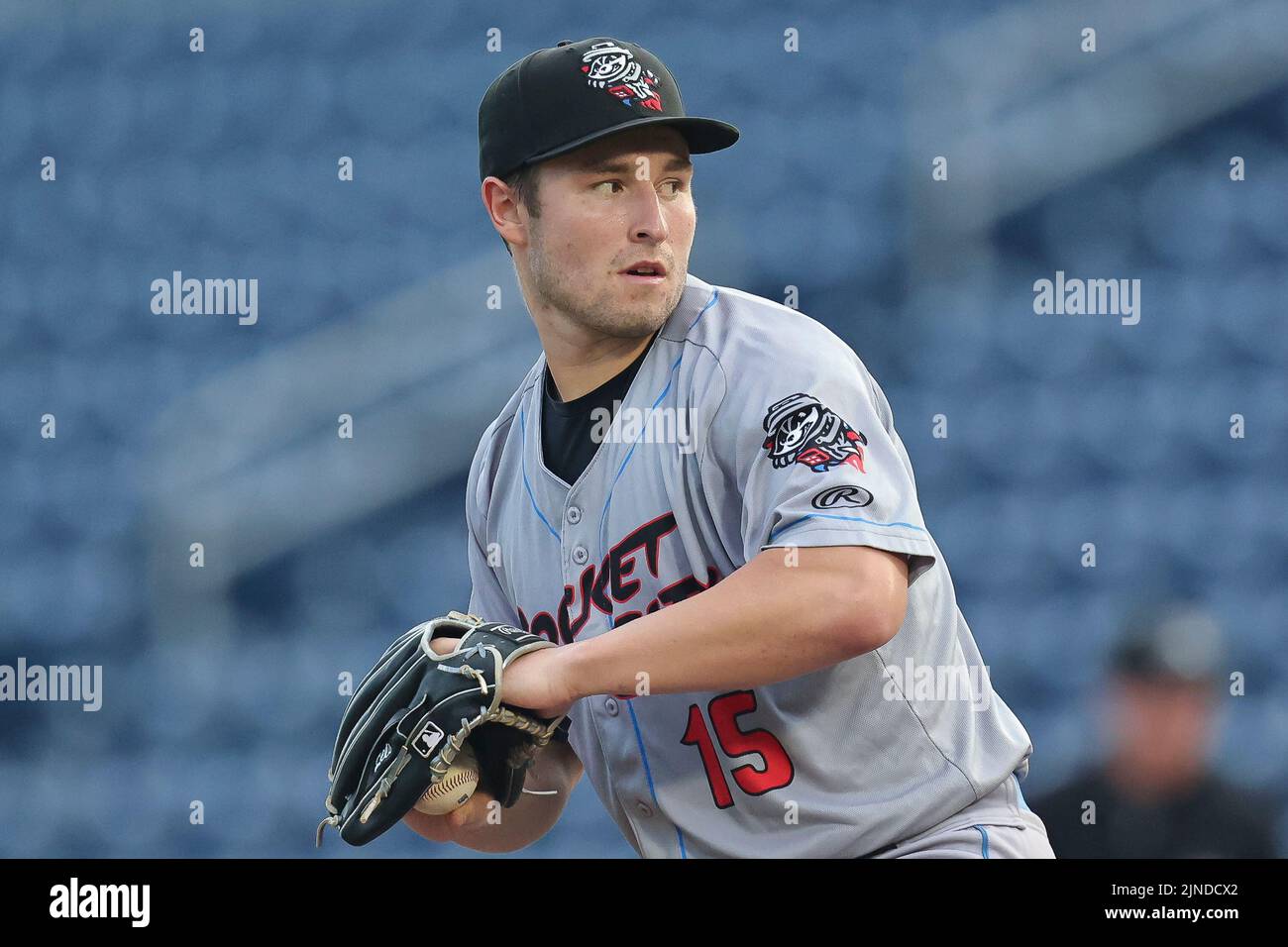 August 10, 2022: Rocket City Trash Pandas pitcher Brett Kerry (15 ...