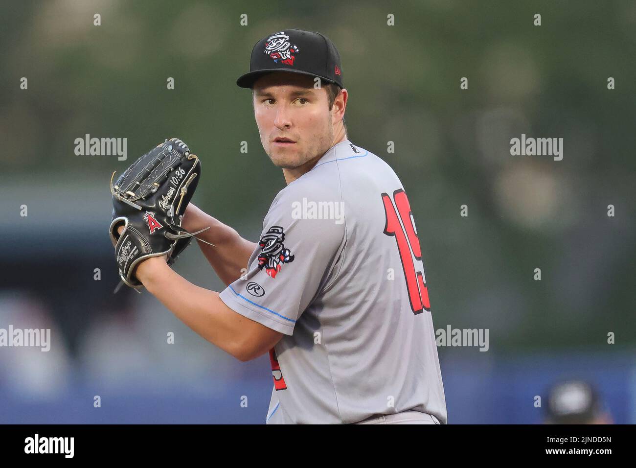 August 10, 2022: Rocket City Trash Pandas pitcher Brett Kerry (15 ...