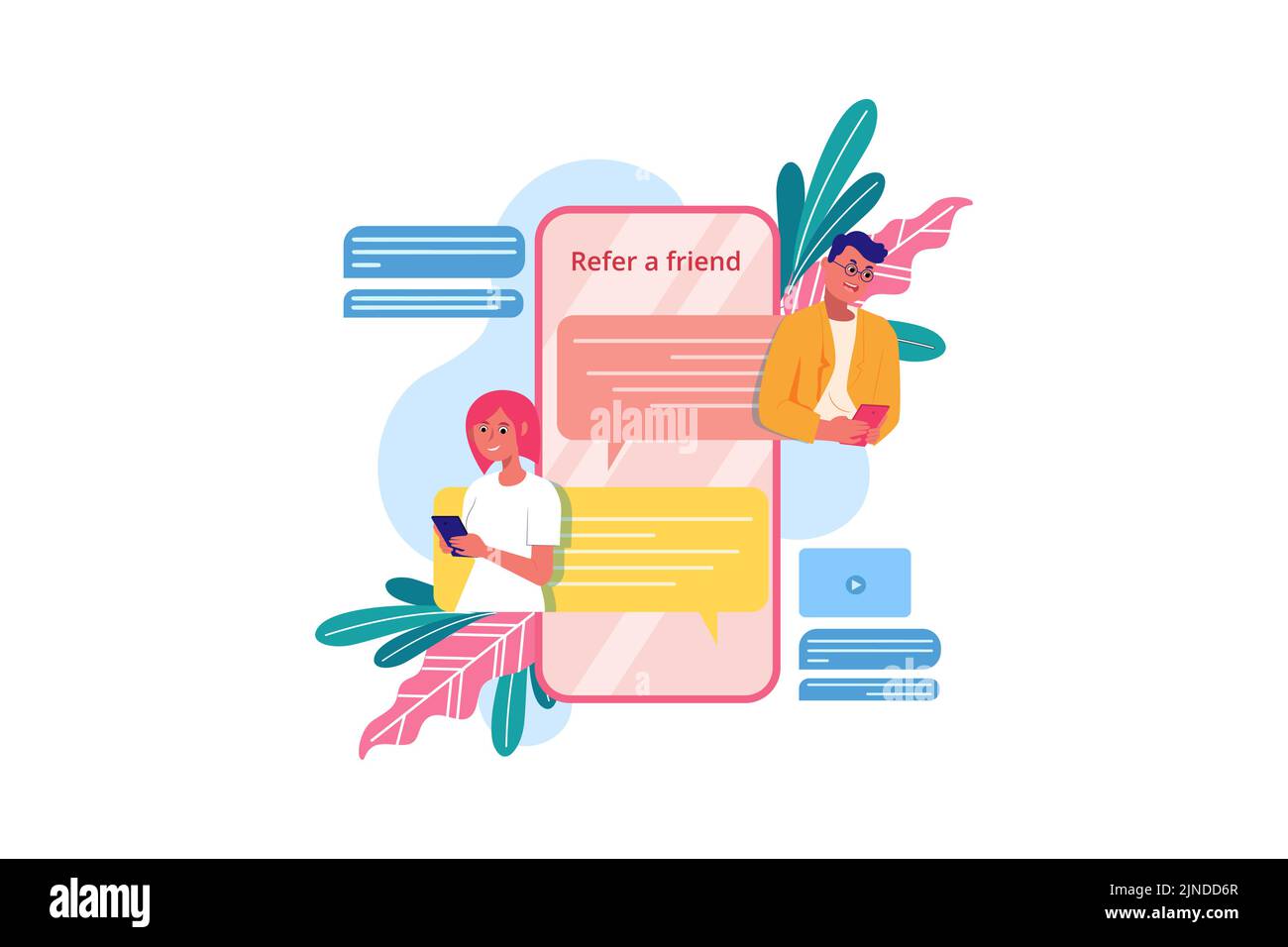 Refer a friend Illustration concept. Flat illustration isolated on ...