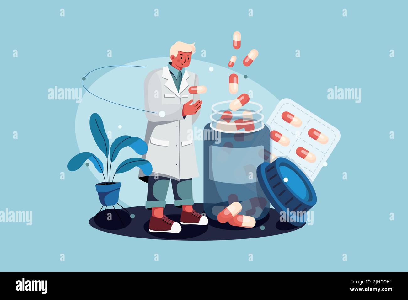 Pharmacy Drug Illustration concept. A flat illustration isolated on ...