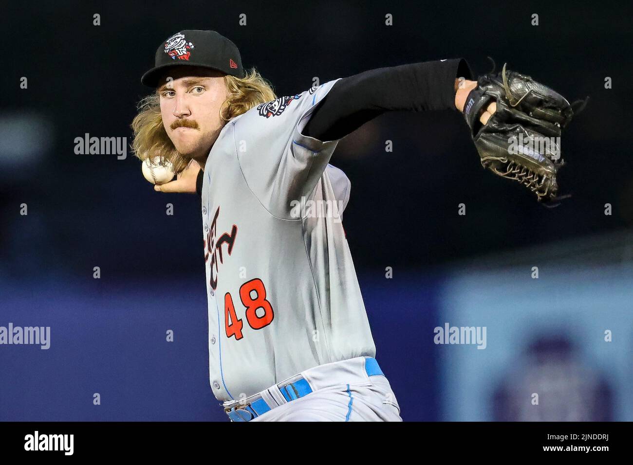 August 10, 2022: Rocket City Trash Pandas pitcher Braden Olthoff (48 ...