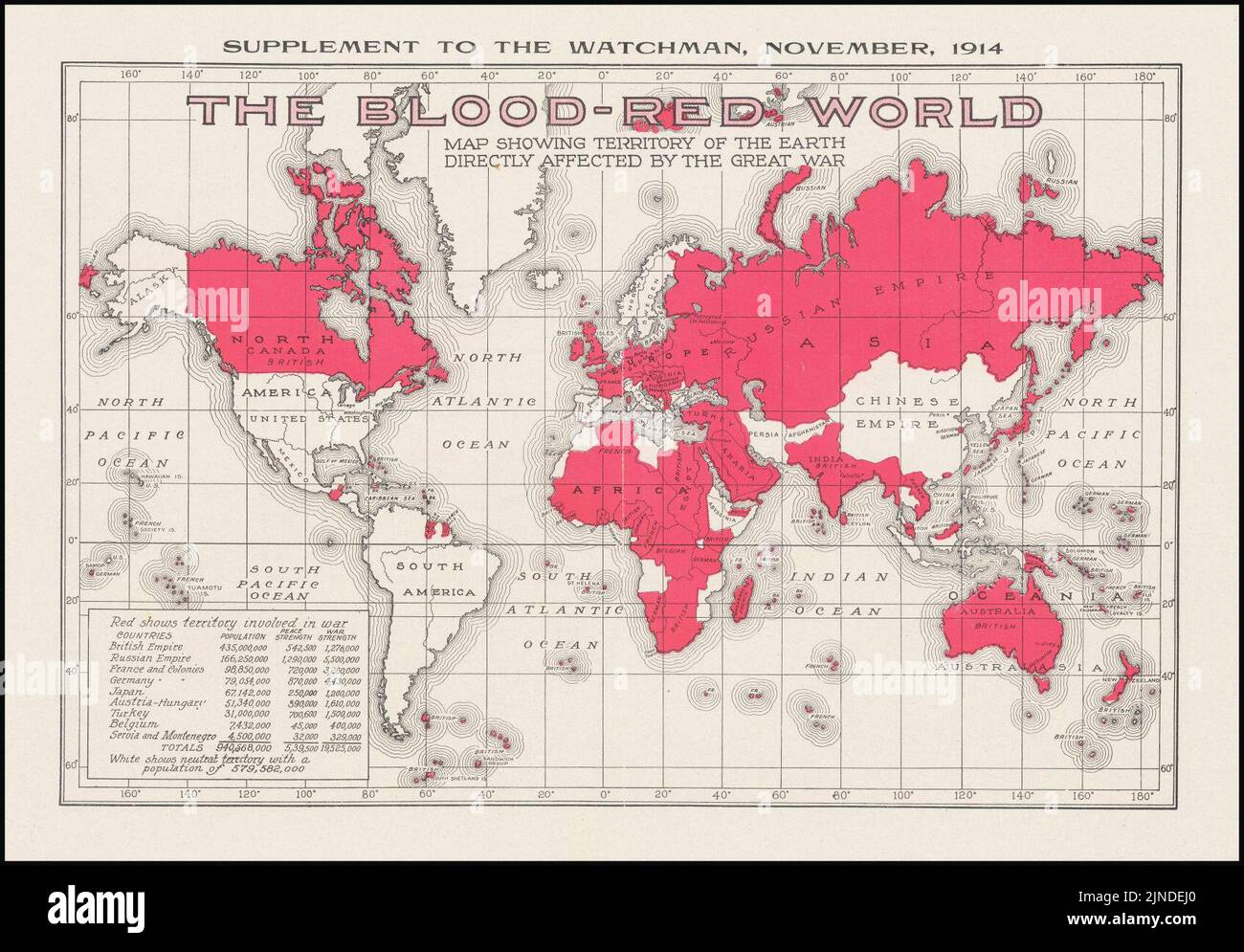 The Blood-Red World Map Showing Territory of the Earth Directly ...