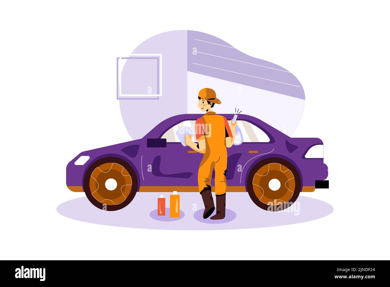 Car Washing Illustration concept. Flat illustration isolated on white ...