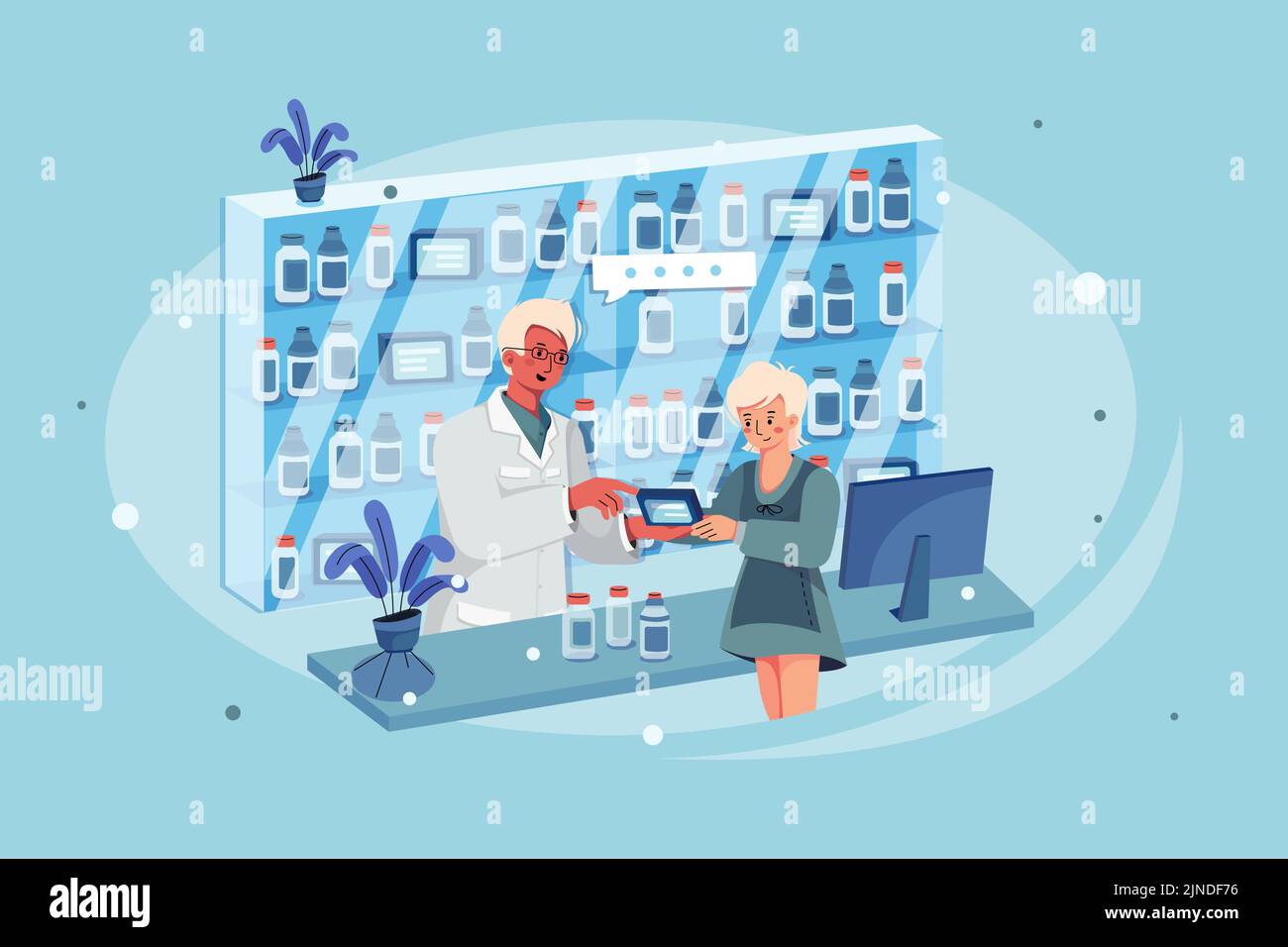 Pharmacy Drug Illustration concept. A flat illustration isolated on ...