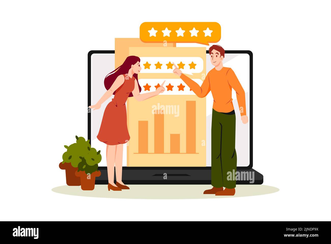 Online Review Illustration concept. Flat illustration isolated on white ...