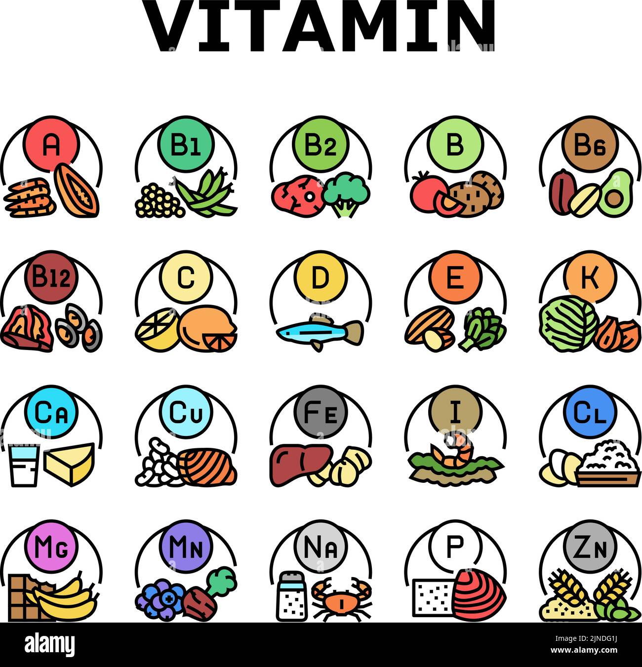 Vitamin Mineral Medical Complex Icons Set Vector Stock Vector Image & Art - Alamy