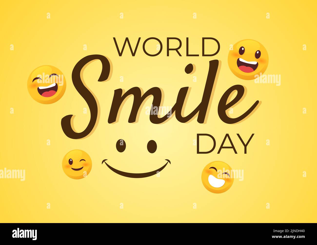 World Smile Day Hand Drawn Cartoon Illustration with Smiling Expression ...