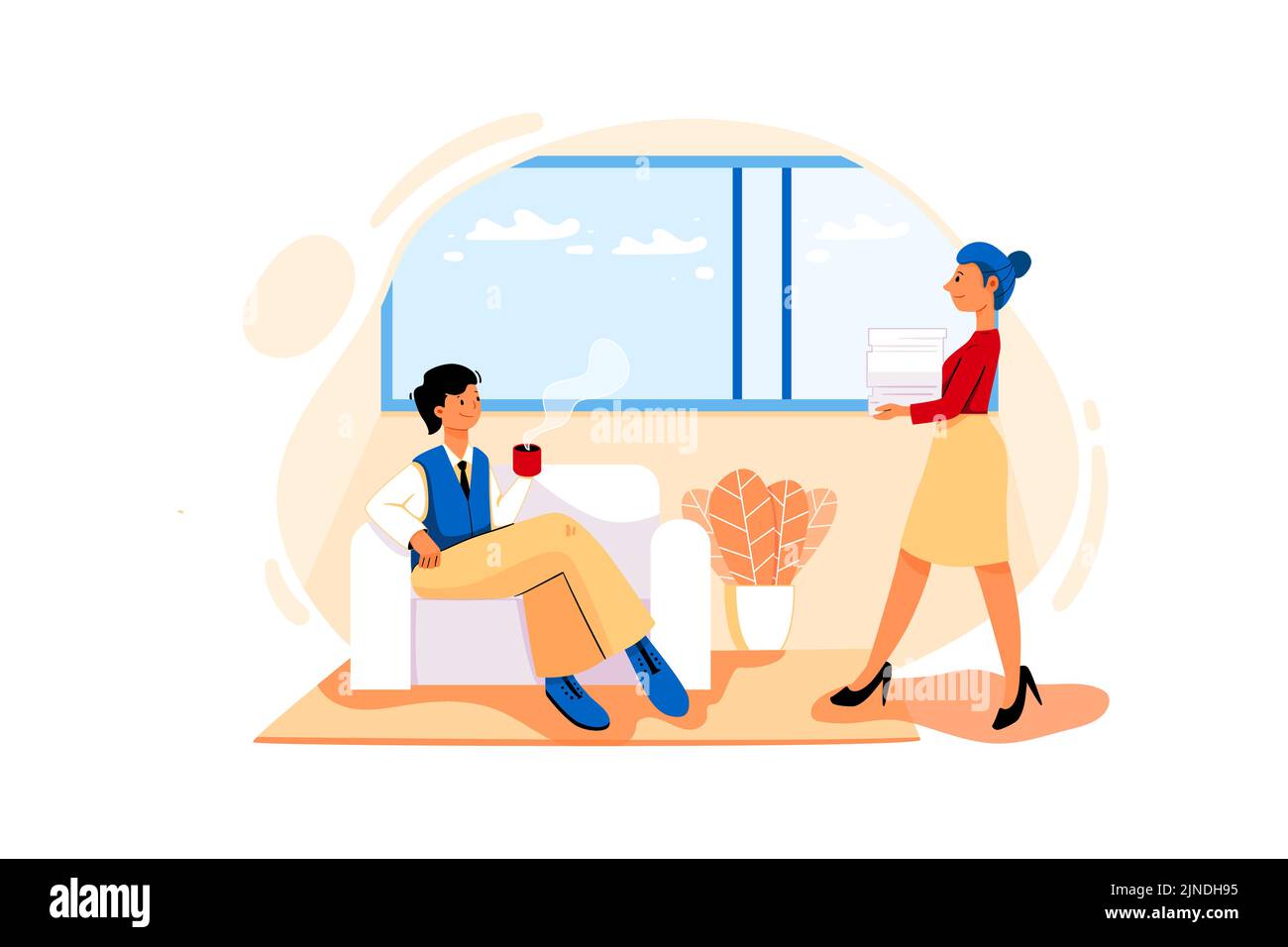 Office Work Illustration concept. Flat illustration isolated on white ...