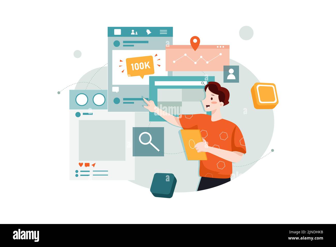 Digital Marketing Illustration concept. Flat illustration isolated on ...