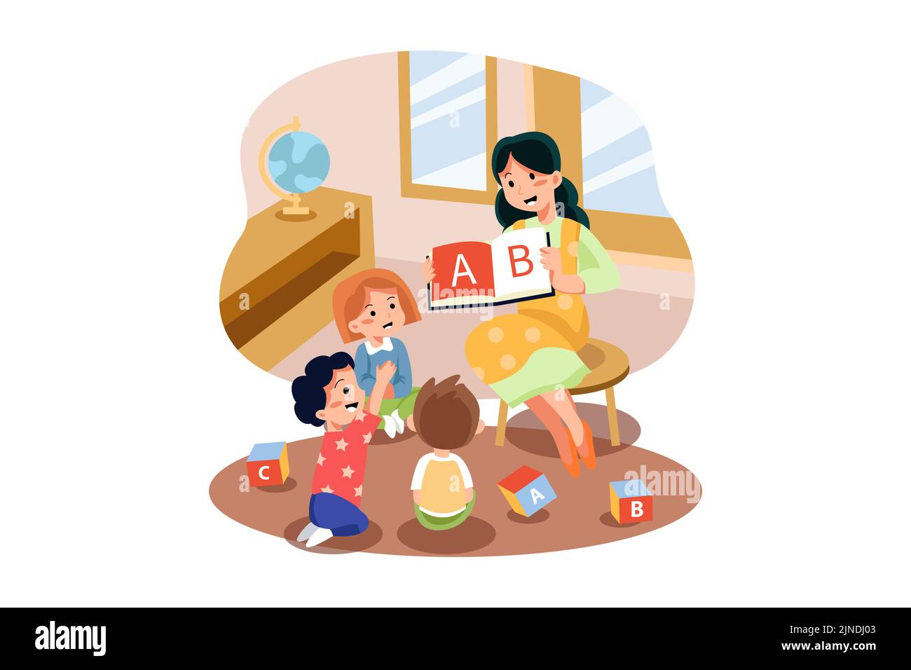 Preschool Illustration concept. Flat illustration isolated on white ...