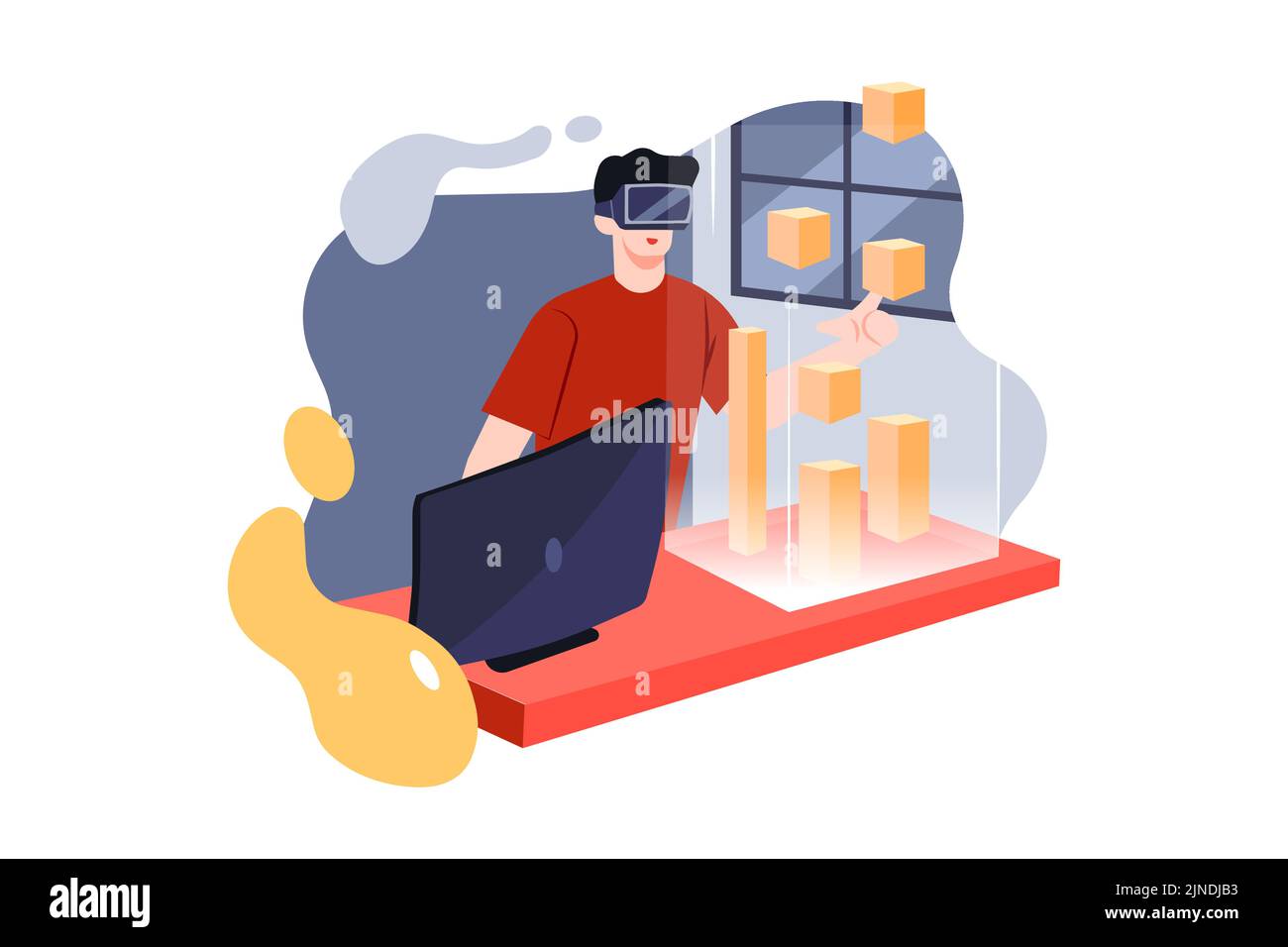 Virtual Reality Illustration concept. Flat illustration isolated on ...