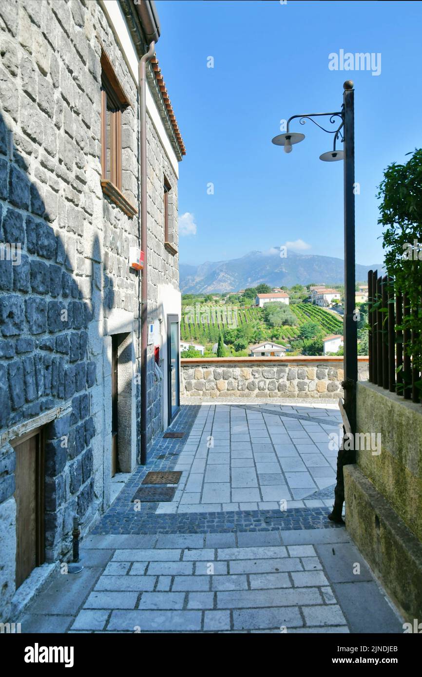 A narrow street in Castelvenere, a medieval village in the province of ...