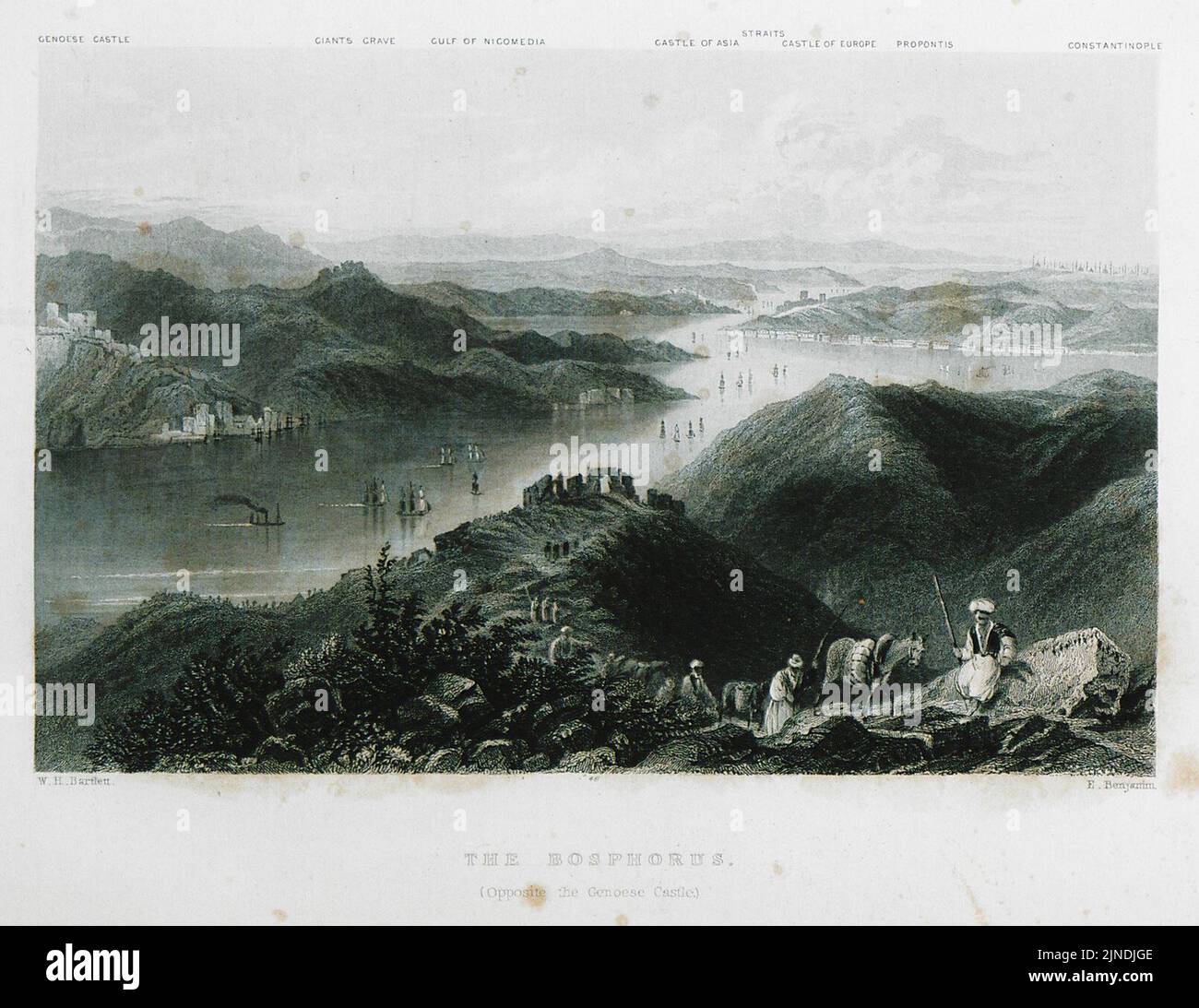 The Bosphorus (Opposite the Genoese Castle) - Pardoe Julia - 1839 Stock ...