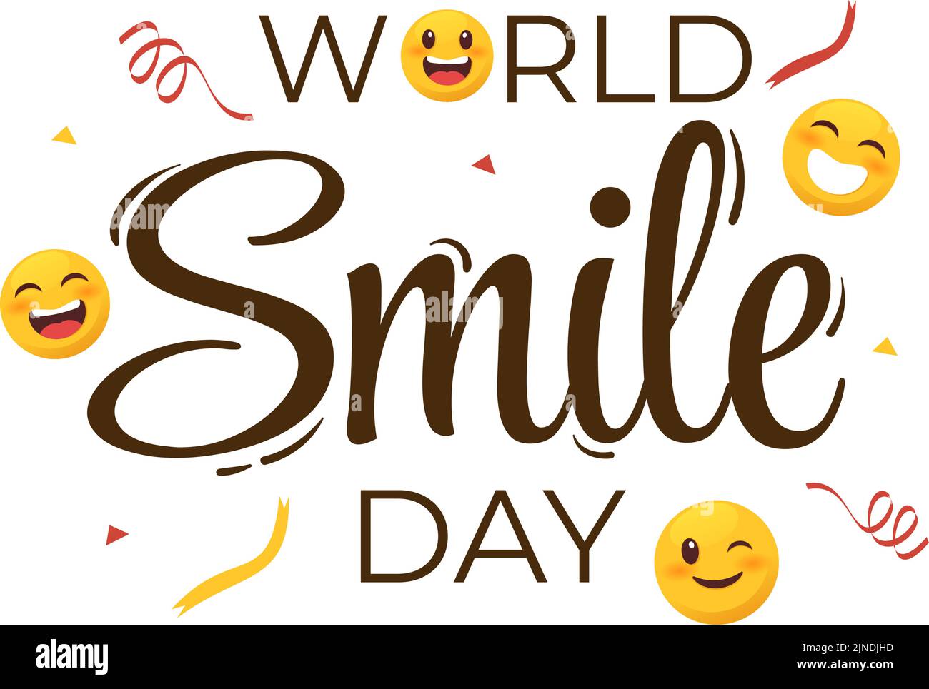 World Smile Day Hand Drawn Cartoon Illustration with Smiling Expression ...