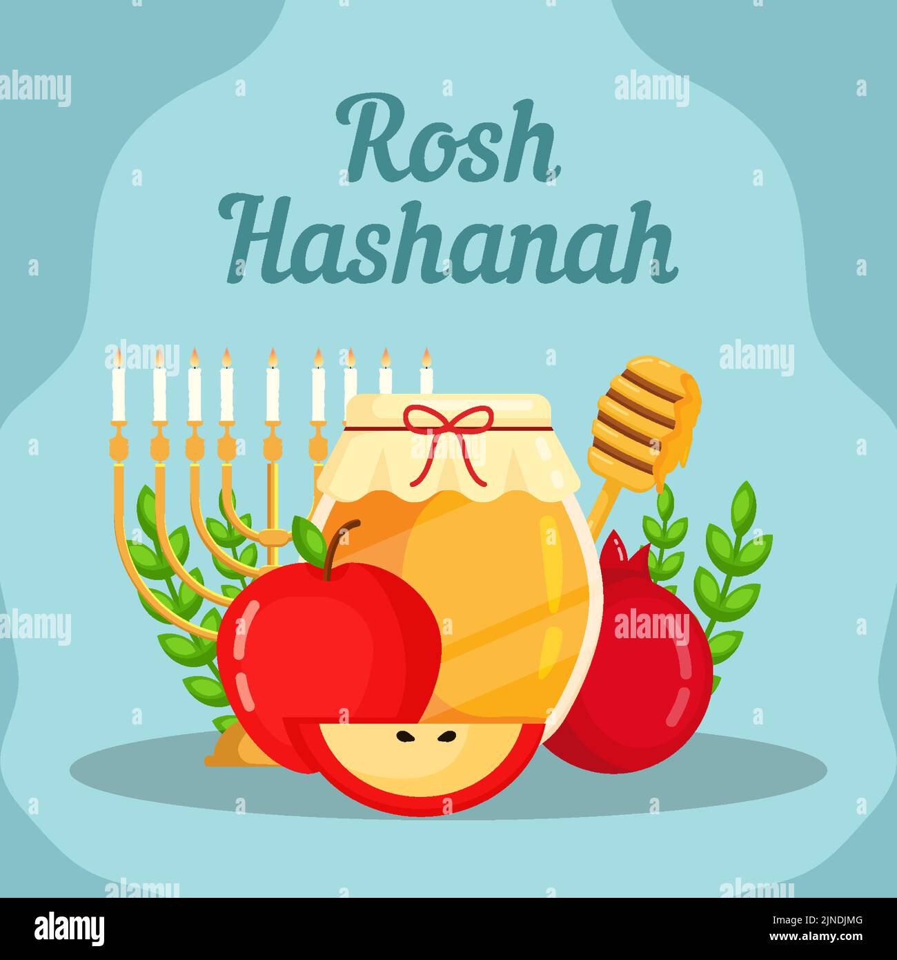 rosh hashanah illustration in flat design style Stock Vector Image ...