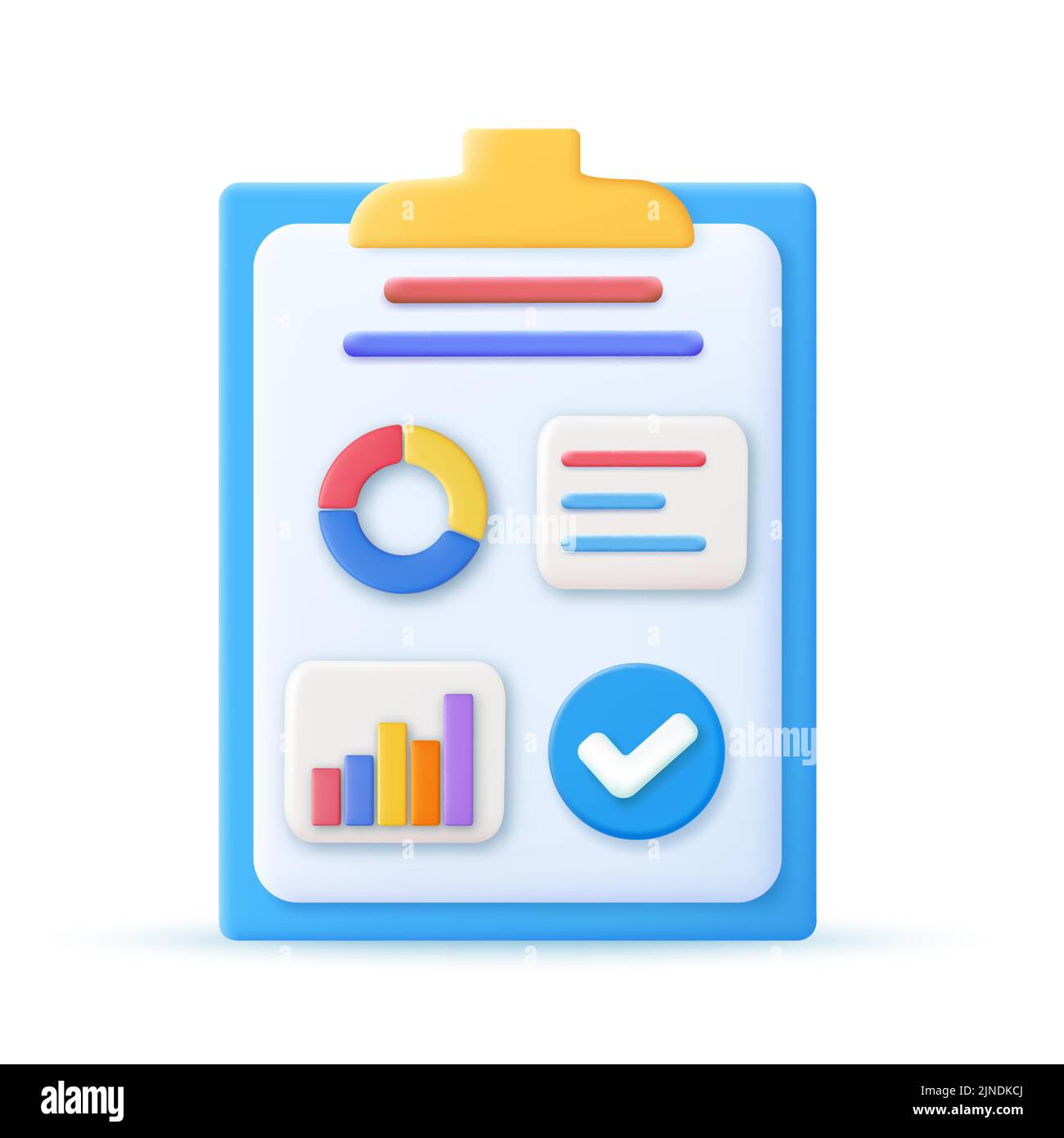 3d charts and graph with analysis business financial data, white clipboard checklist. Online ...