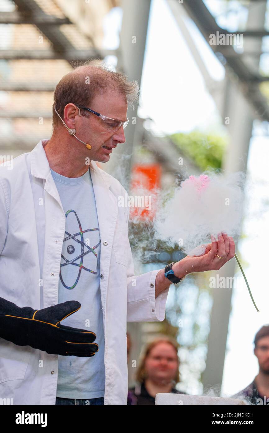 Brisbane, Australia. 11th Aug, 2022. Dr Rob Bell present a solidified ...