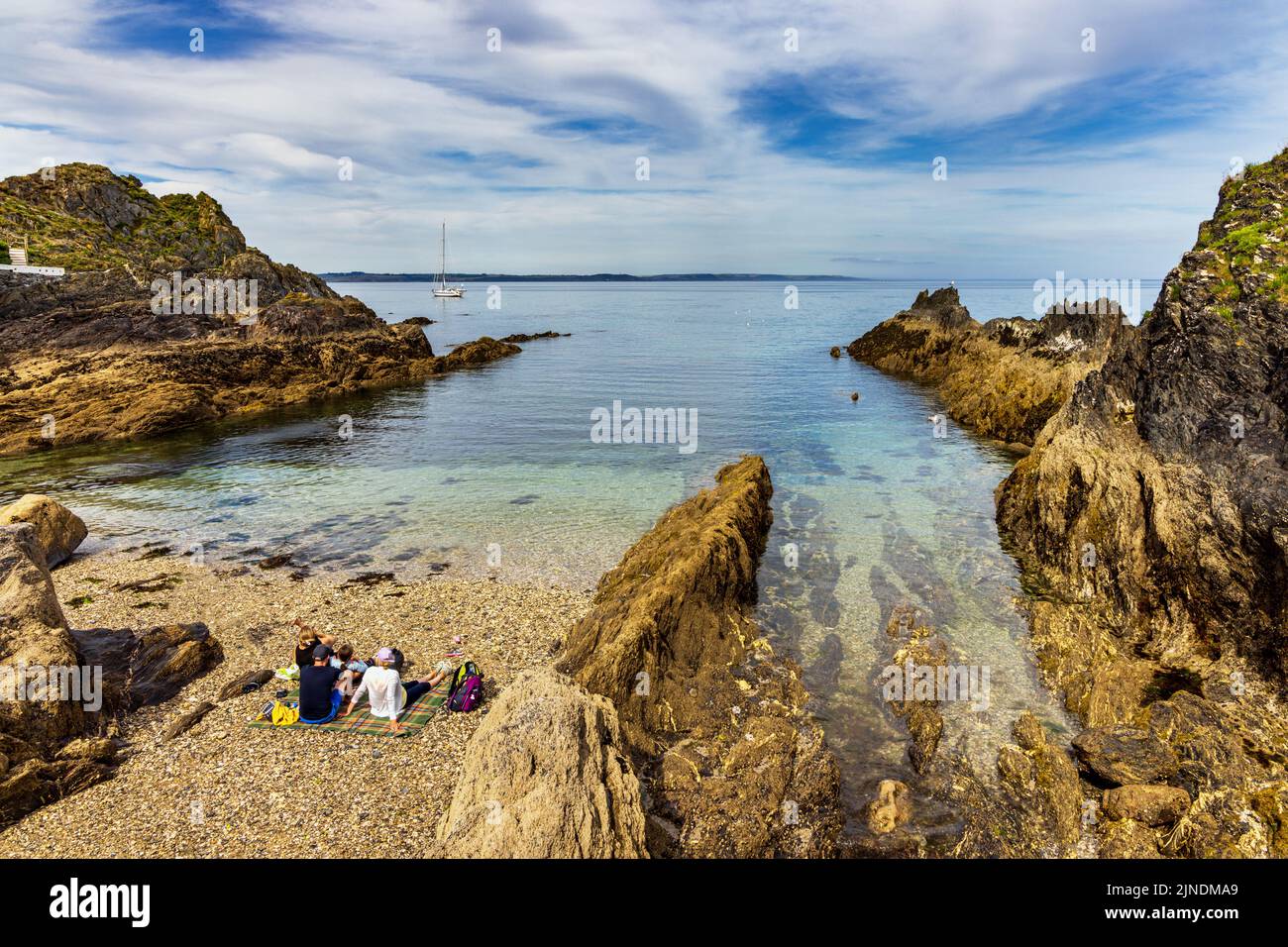 This small rocky cove stretches out to sea next to Mevagissey harbour ...