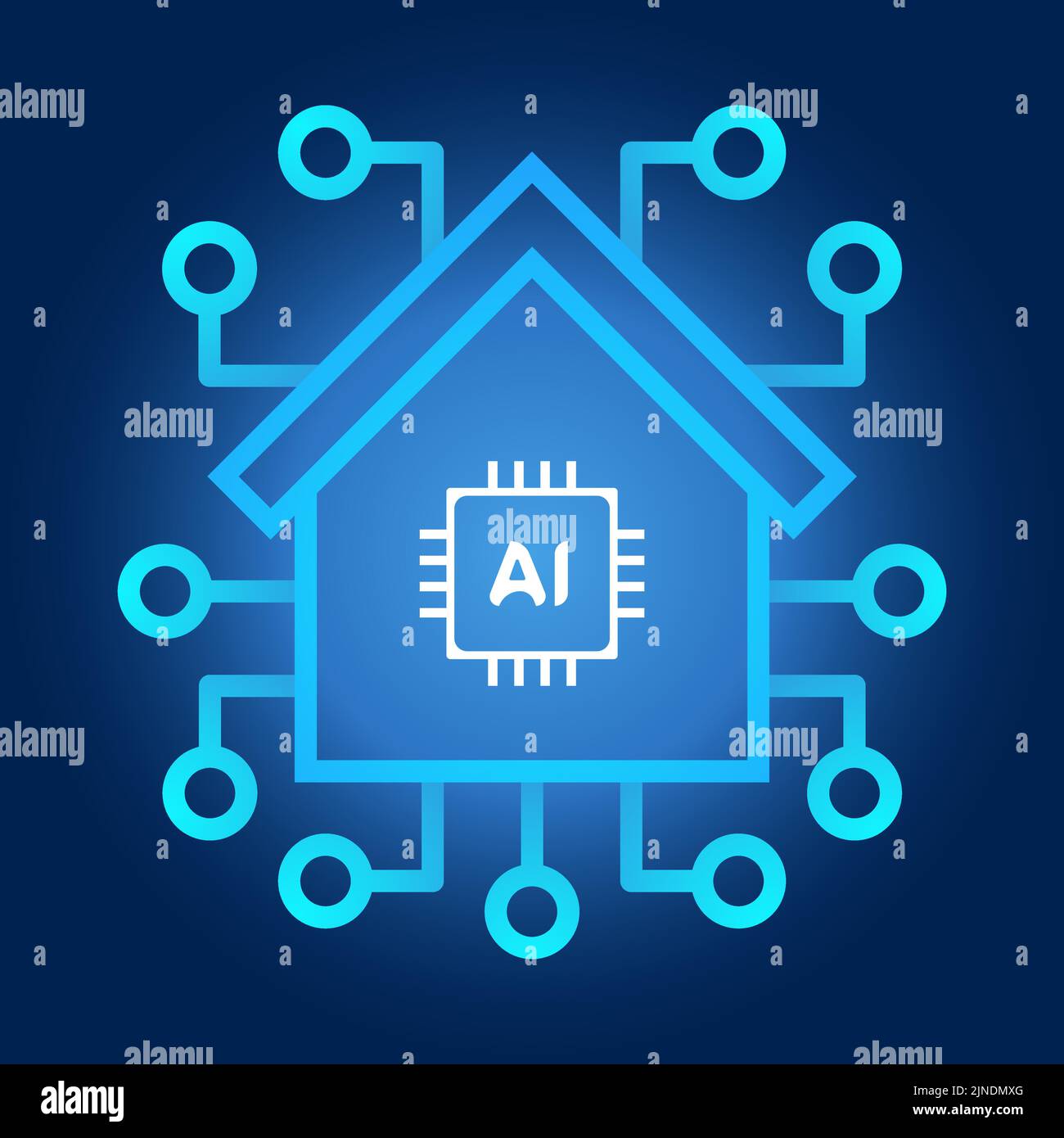 artificial intelligence illustration of smart home with house icon and ...