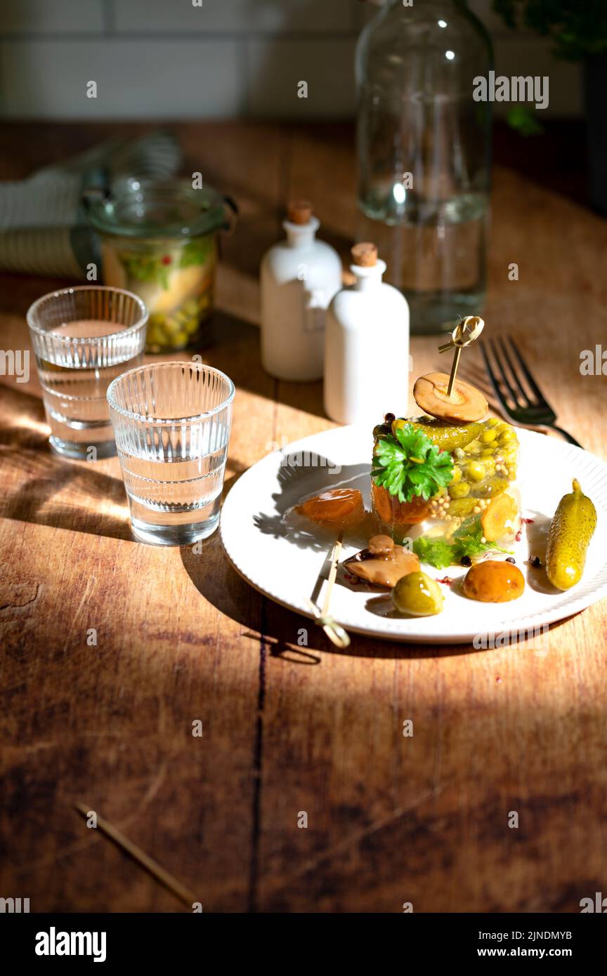 Hearty jelly and a little vodka Stock Photo - Alamy