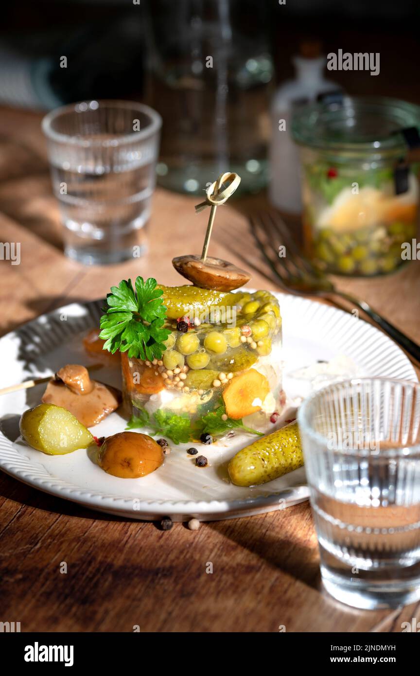 Hearty jelly and a little vodka Stock Photo - Alamy