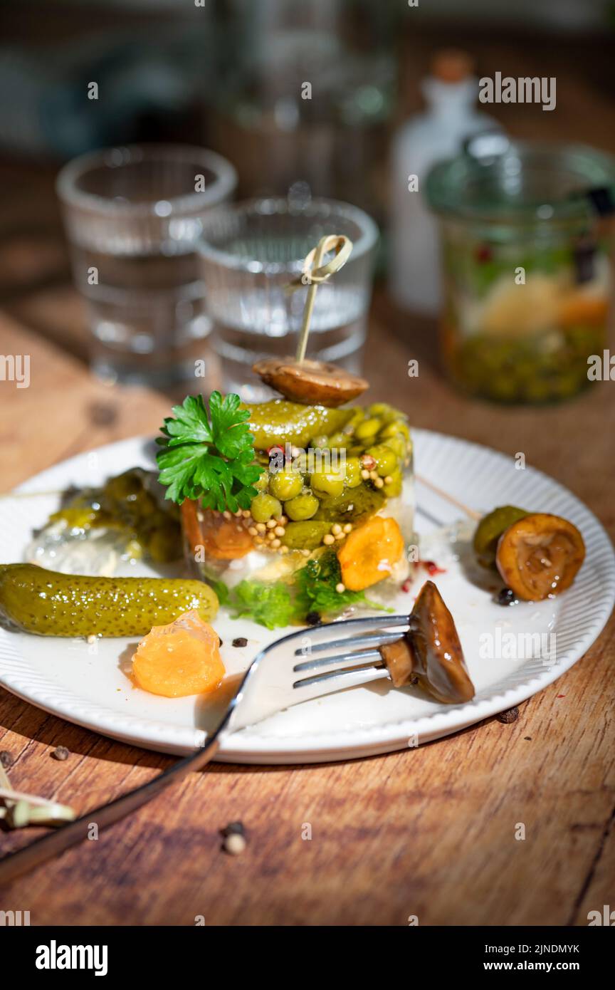 Hearty jelly and a little vodka Stock Photo - Alamy