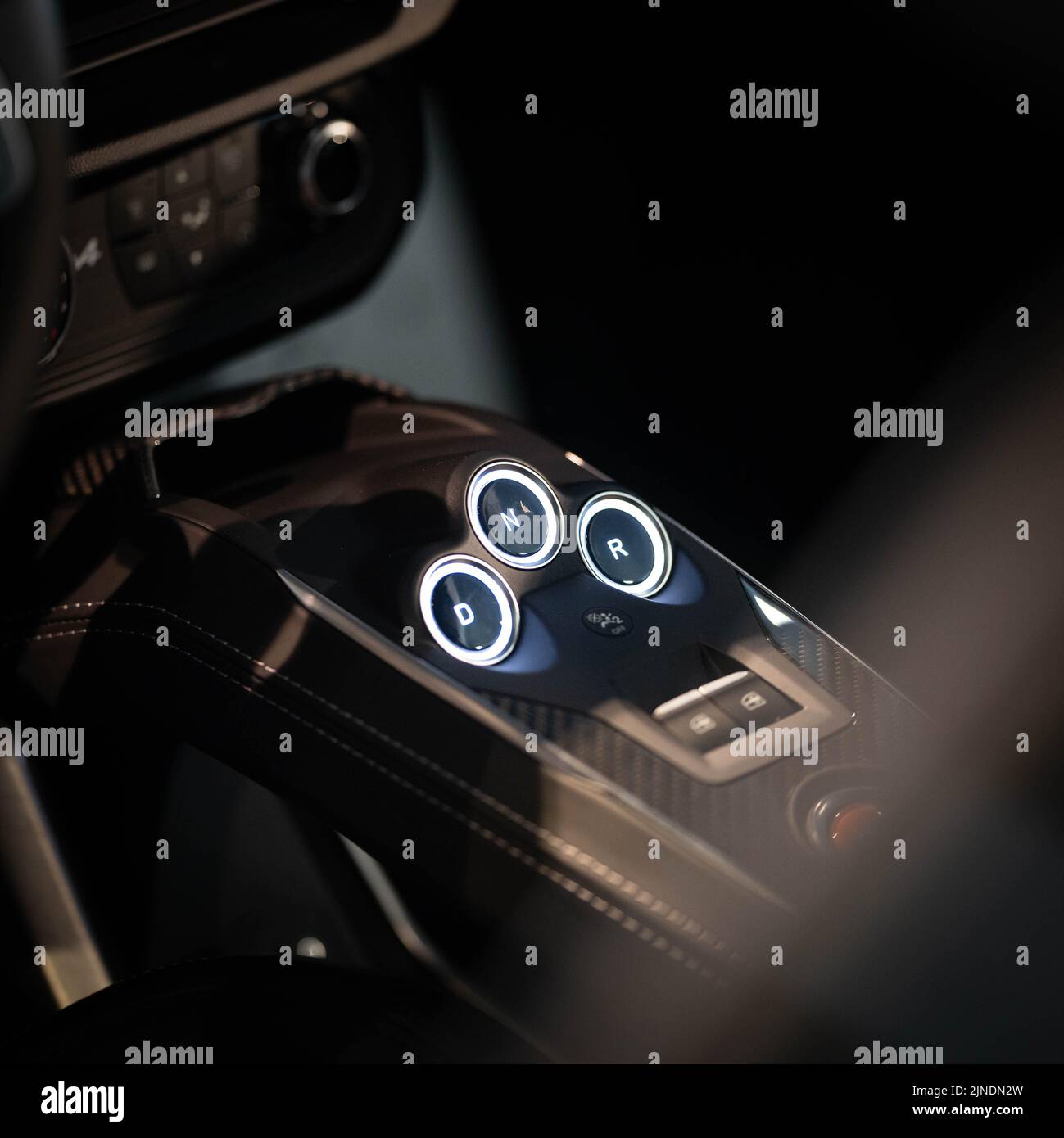 The interior of an electirc car's control panel in closeup Stock Photo ...