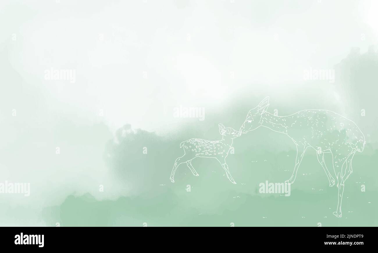 Real deer line drawing, green gradient Stock Vector Image & Art - Alamy